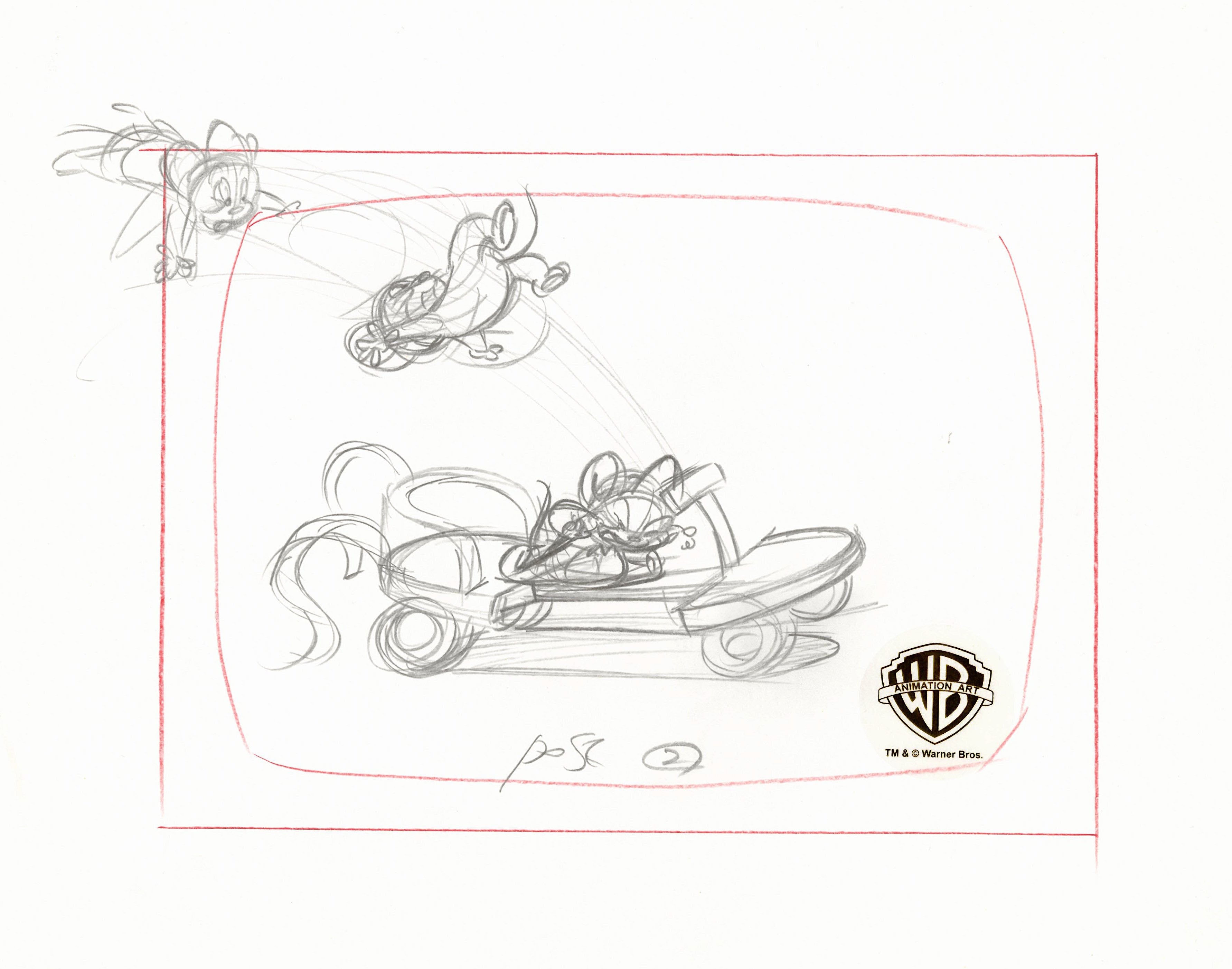 Tom and Jerry Original Production Layout Drawing: Jerry – Clampett Studio