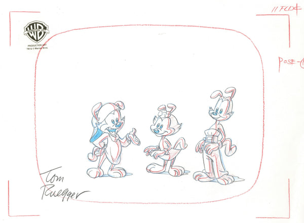 Animaniacs Original Production Drawing Signed by Tom Ruegger: Wakko, Y ...